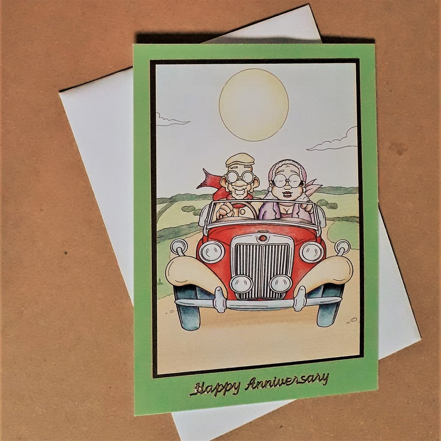 Anniversary Card with vintage Car - Folksy