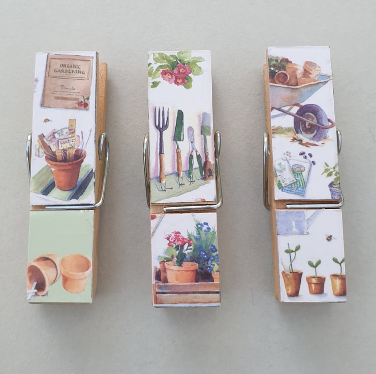 Gardening design large Peg fridge Magnets deco... - Folksy