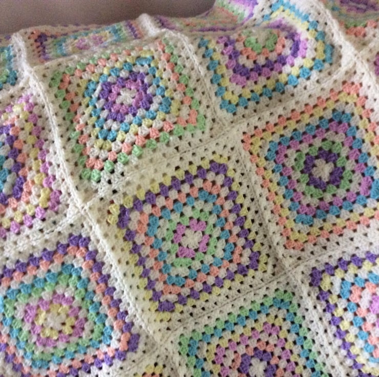 Large granny square design crochet blanket - Folksy