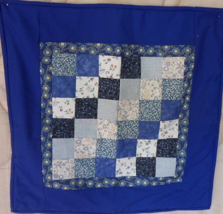 100% cotton fabric. Blue patchwork table centr... - Folksy