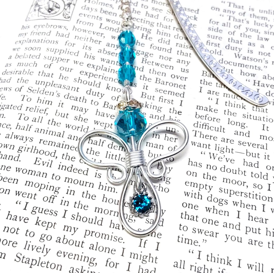 Angel Bookmark Handmade Copper Wire Angel Blue ... - Folksy