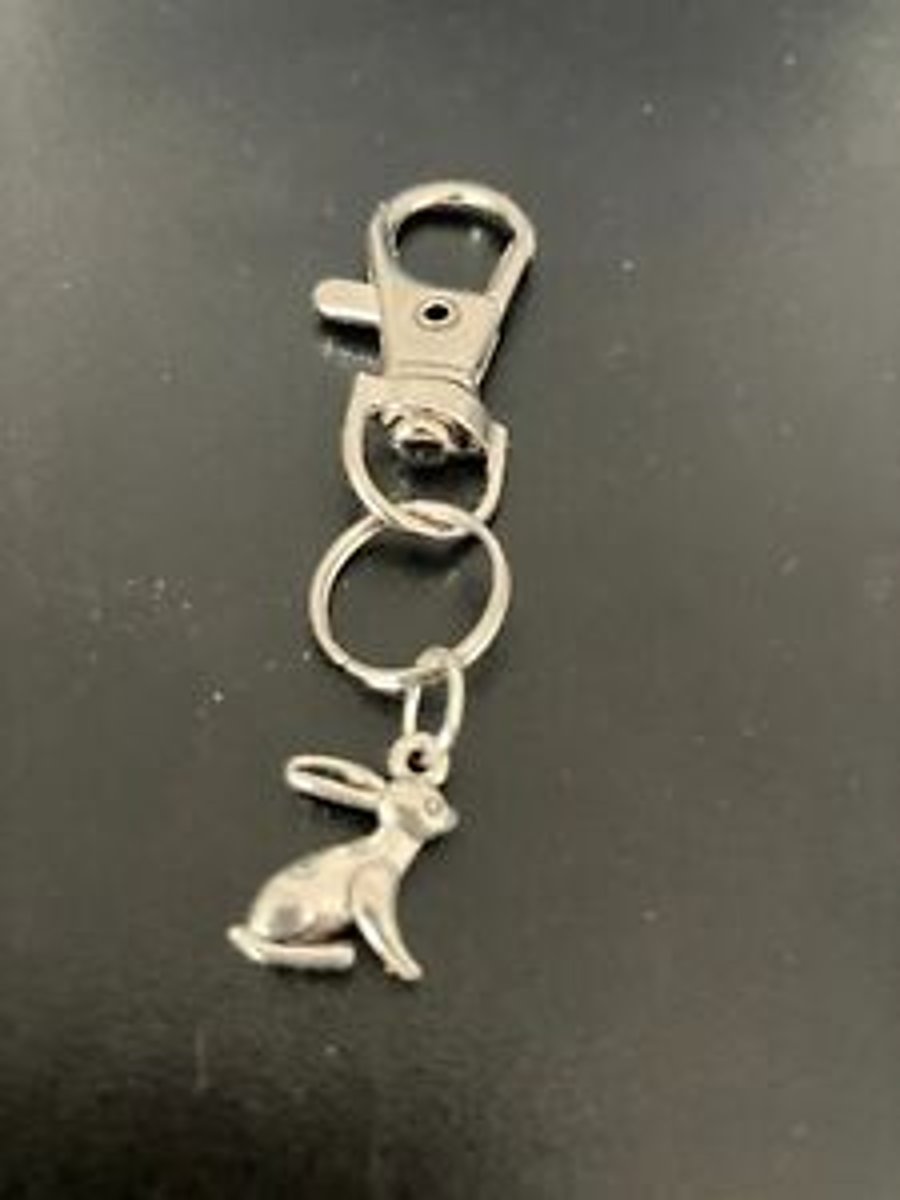 rabbit hare keyring bag charm zip puller swivel... - Folksy