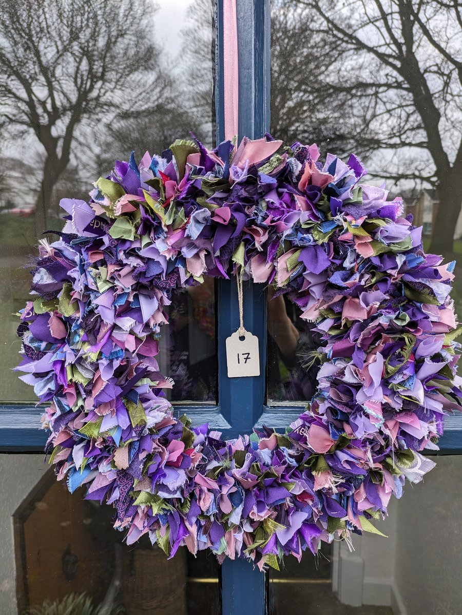Handmade Upcycled eco Wreath lavender colours r... - Folksy