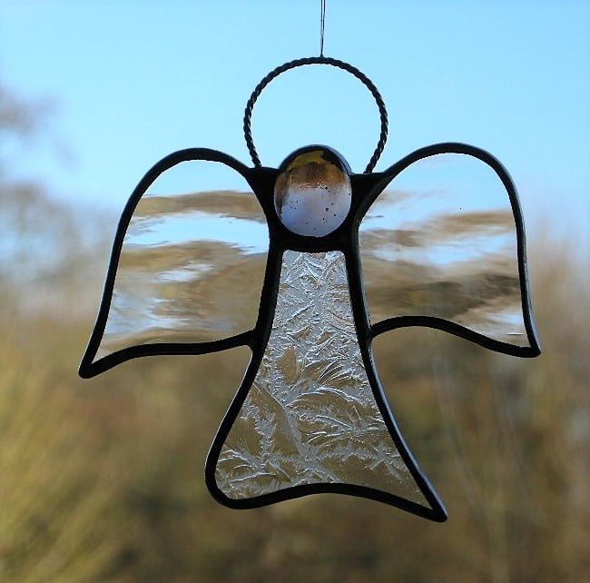 Stained glass suncatcher (Angel) abstract in tw... - Folksy
