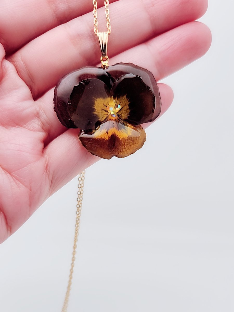 Pressed Real Pansy Pendant Necklace - Folksy