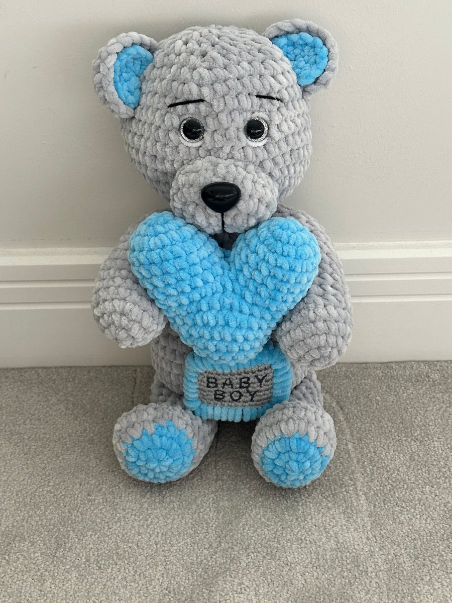 Baby Boy Adorable Handmade Teddy Bear Plush - P... - Folksy