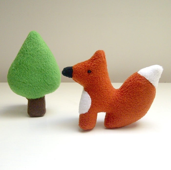 Mini Fox and Tree Set, Little Woodland Russet F... - Folksy