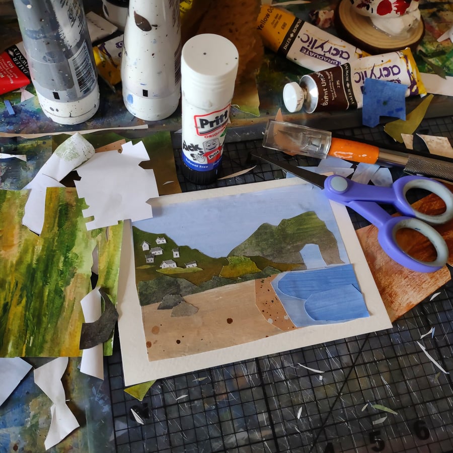 Collage Beach and Seascape Art - Sea Arch Picture - Folksy