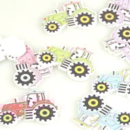 Tractor, pretty colourful wooden buttons, Farm ... - Folksy