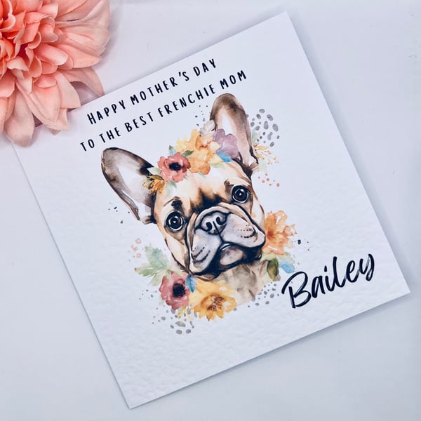 Personalised French Bull Dog Mothers Day Card - Folksy