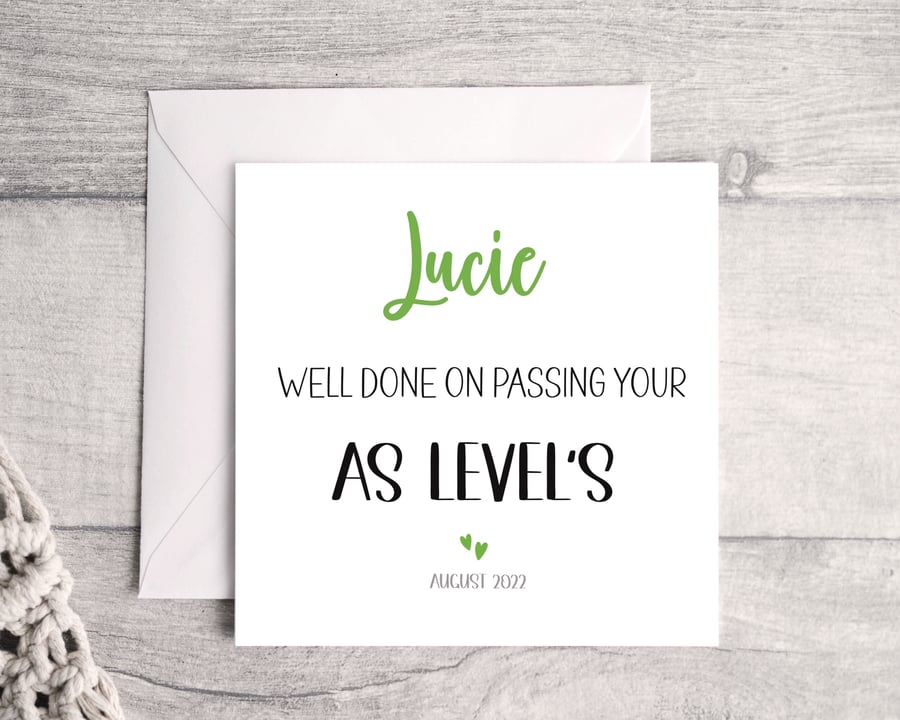 Personalised Well Done on Passing your AS Level... - Folksy
