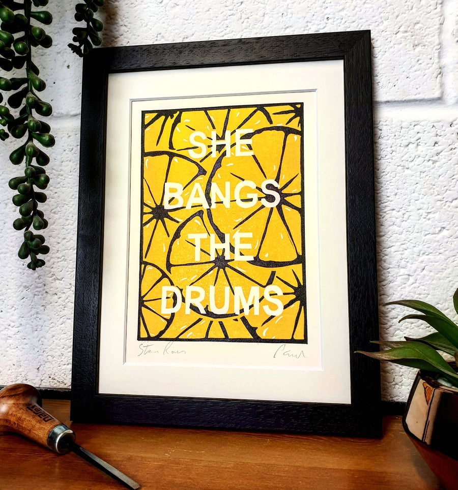 Stone Roses- Original Lino Print - Folksy