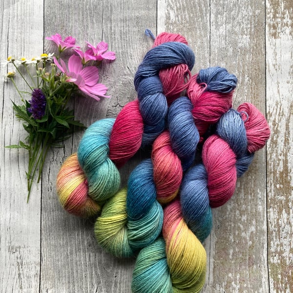 Hand dyed knitting yarn 4 ply Alpaca 100g Dappl... - Folksy