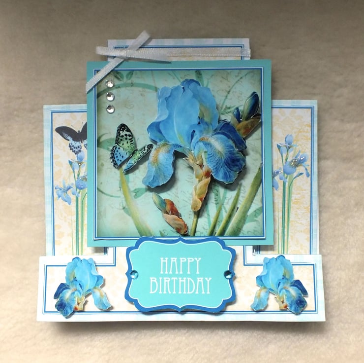 Dainty Handmade Iris Birthday Card - Folksy