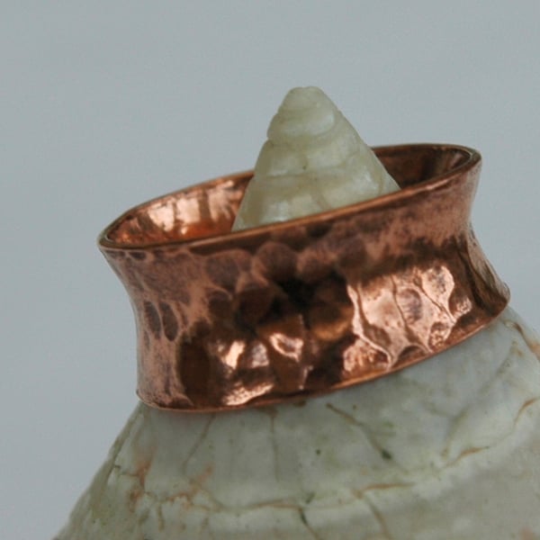 Hammered Copper Anticlastic Ring, size K - Folksy