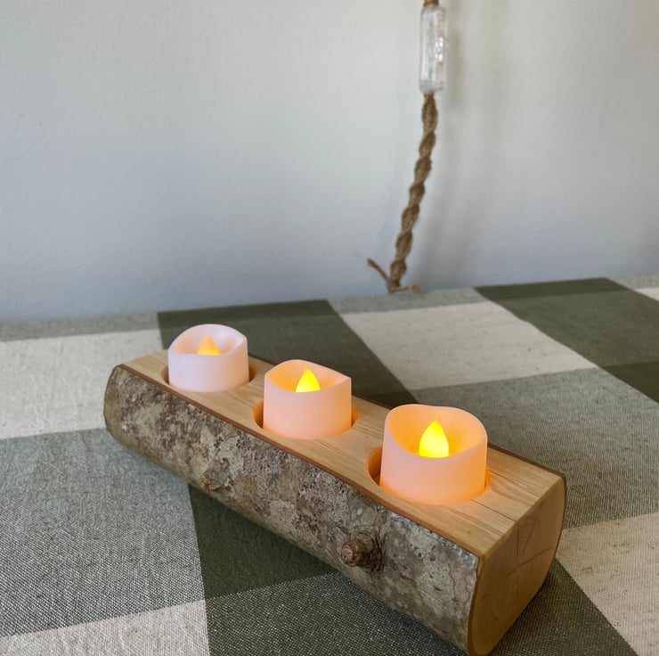 Rustic Birch Bark Candle Holders – Handmade Sol... - Folksy