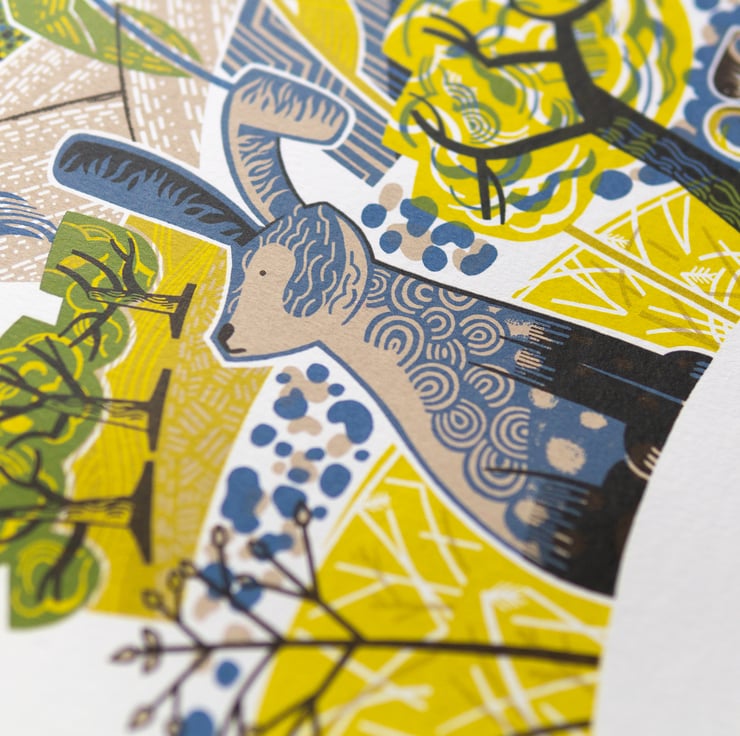 Majestic Hare hand pulled screen print, wheat f... - Folksy