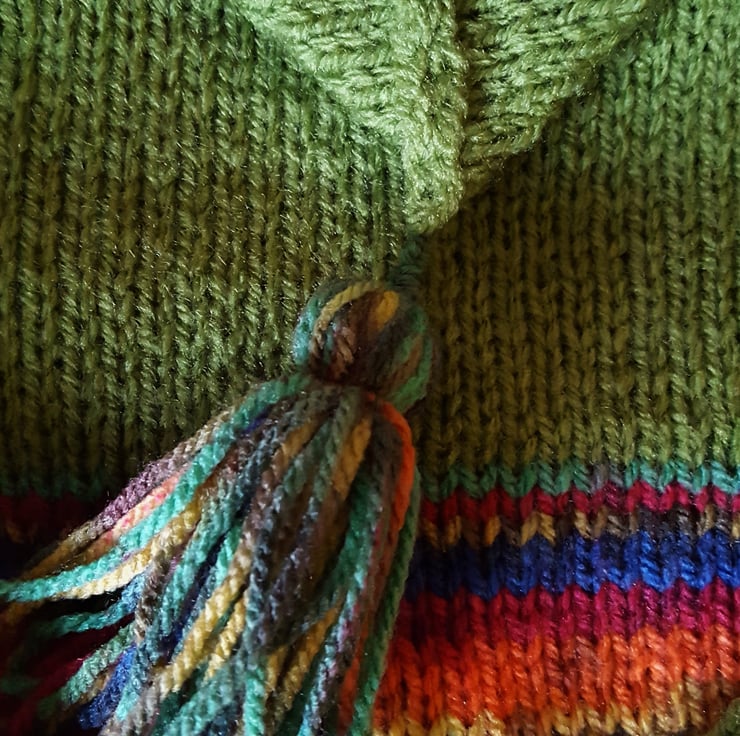 Colourful hand-knitted baby hoodie - Folksy