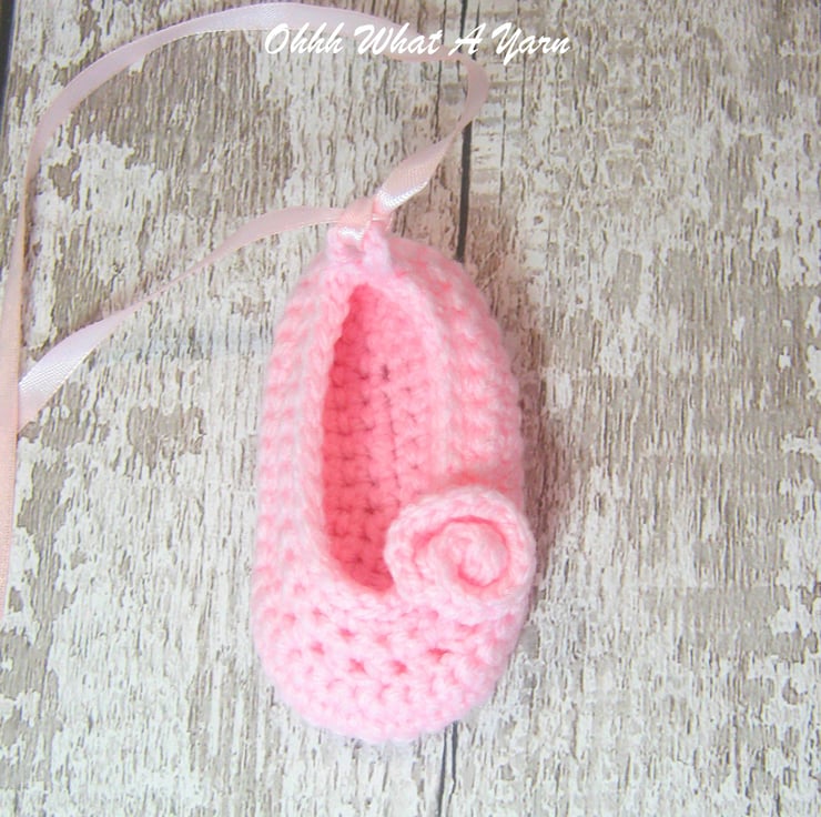 Crochet pastel pink baby ballerina shoes with m... - Folksy