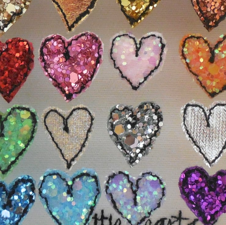 Sixteen Glitter Hearts Picture - Folksy