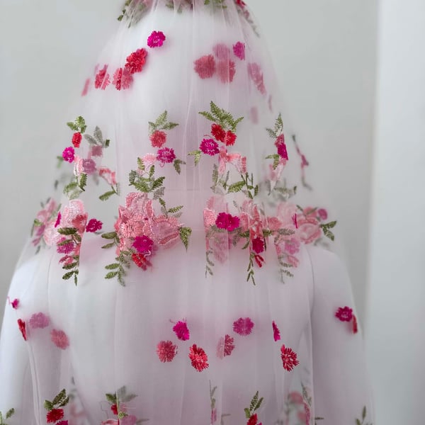 Mini Rose - Floral Embroidered Wedding Veil, - Folksy
