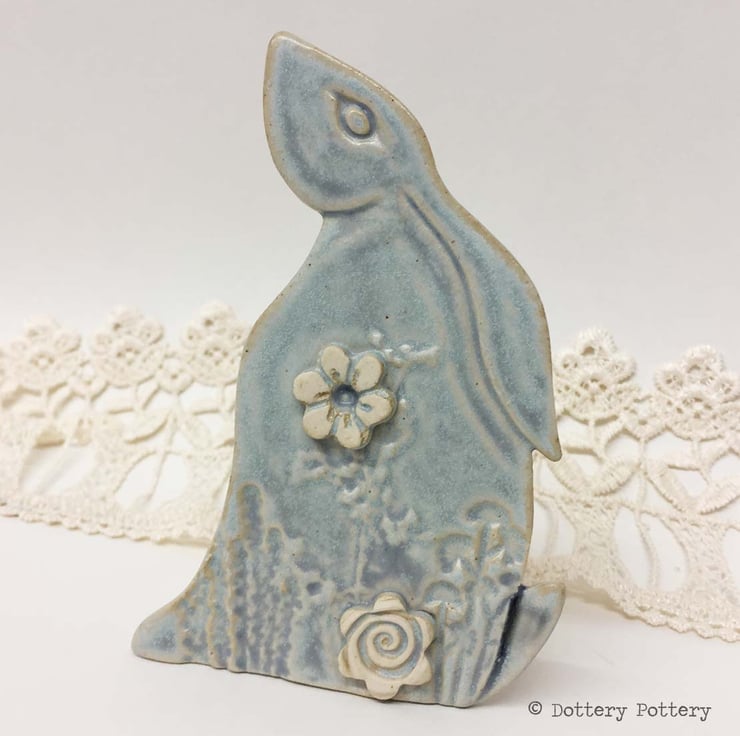 Ceramic Moon Gazing Hare Pottery Hare decoratio... - Folksy