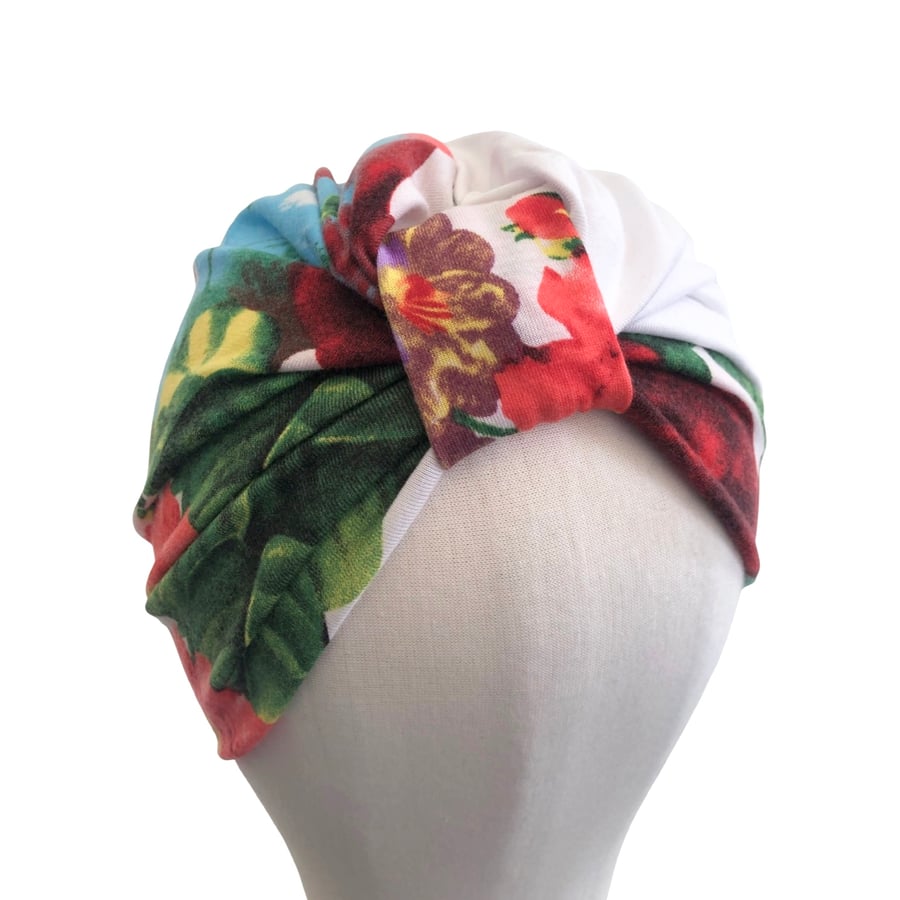 Women's Turban, White Floral Summer Hair Turban... - Folksy