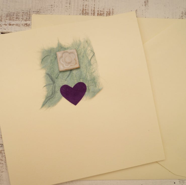 Handmade ceramic Gift card, blank greetings car... - Folksy