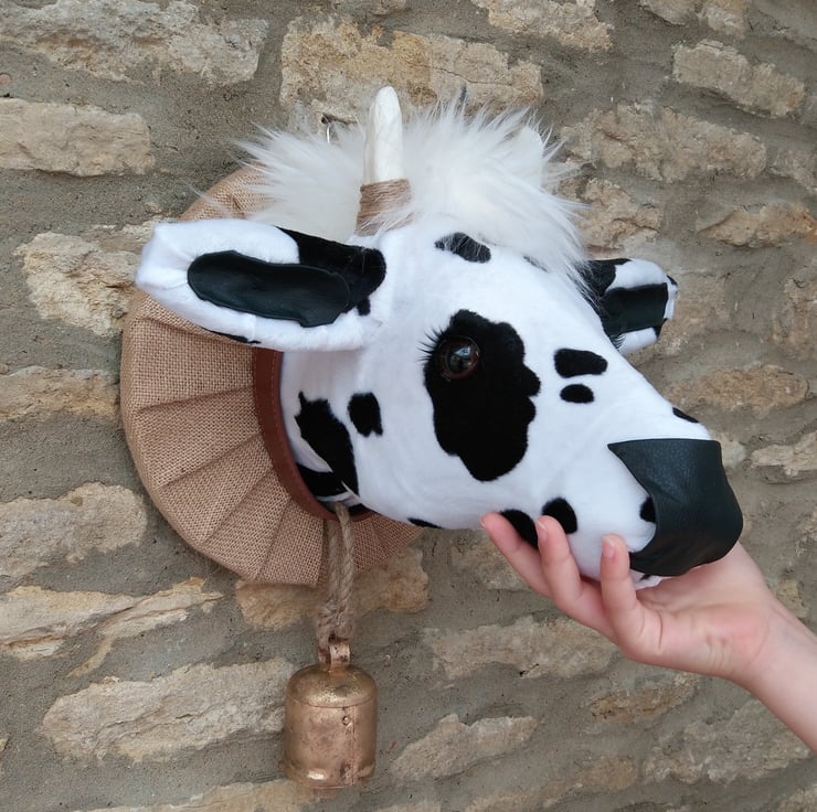 Faux taxidermy black & white Moo cow animal... - Folksy