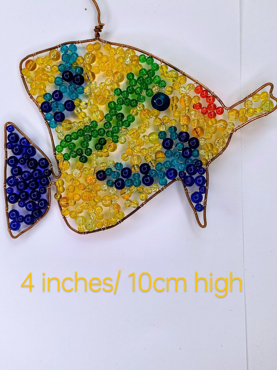 Angel Fish Copper wire and glass beaded hanging... - Folksy