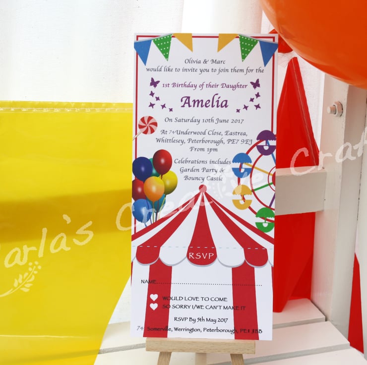 Personalised birthday invitations - Funfair th... - Folksy