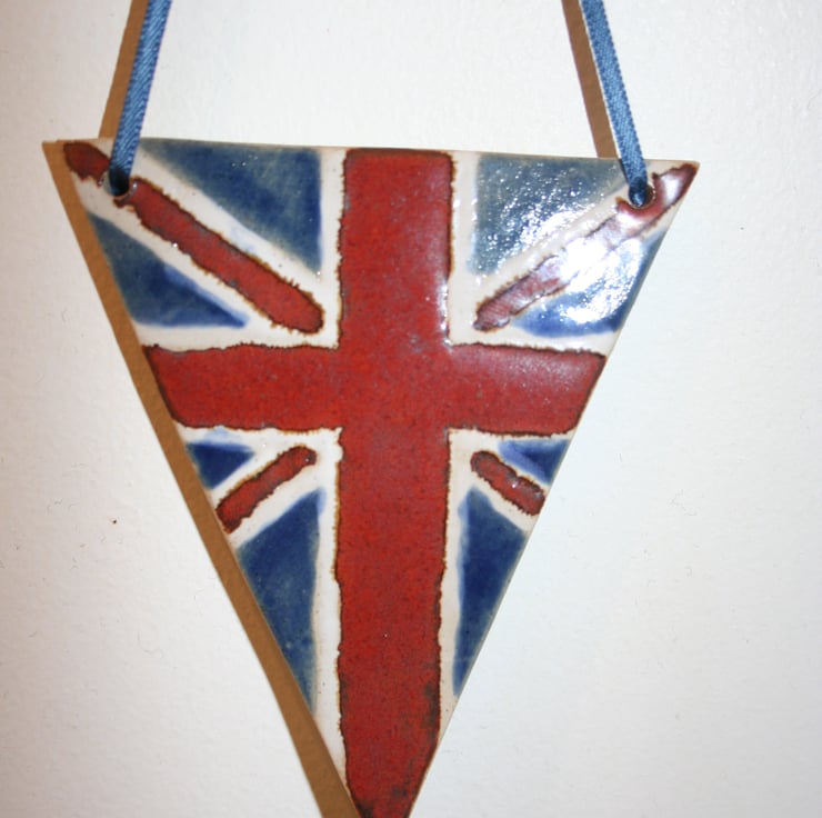 Handmade ceramic union jack red white & blu... - Folksy