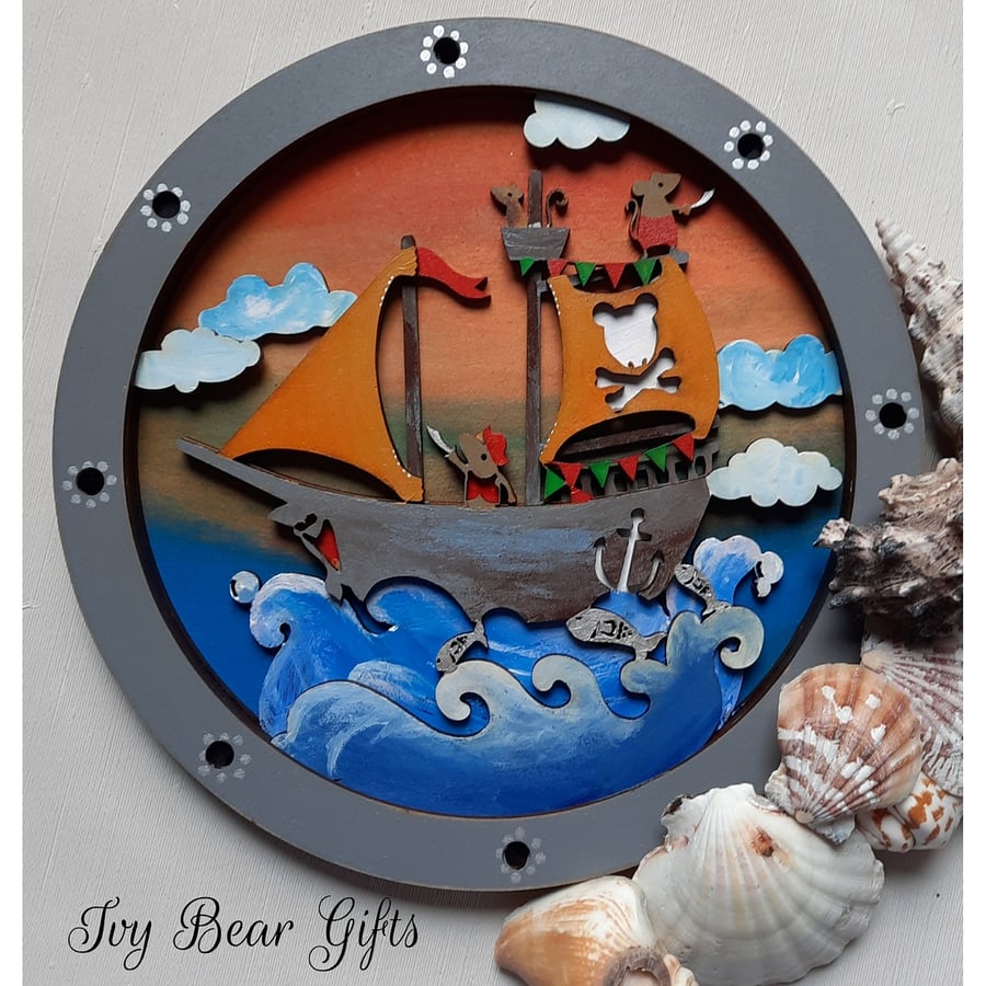 Pirate theme kids wall plaque - Folksy