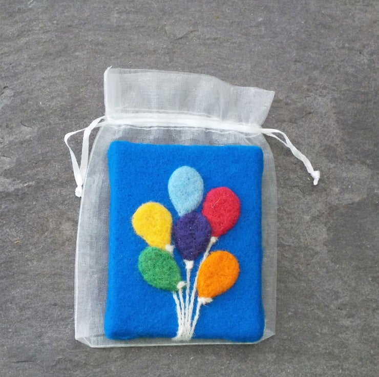 Balloons felt picture miniature textile artwork... - Folksy
