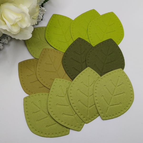 12 x Debossed - Embossed Leaf Die Cuts - Leaves... - Folksy