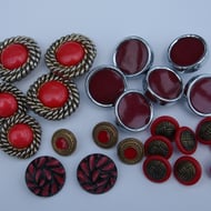 Buttons Twenty Four Mixed Vintage Red Buttons - Folksy