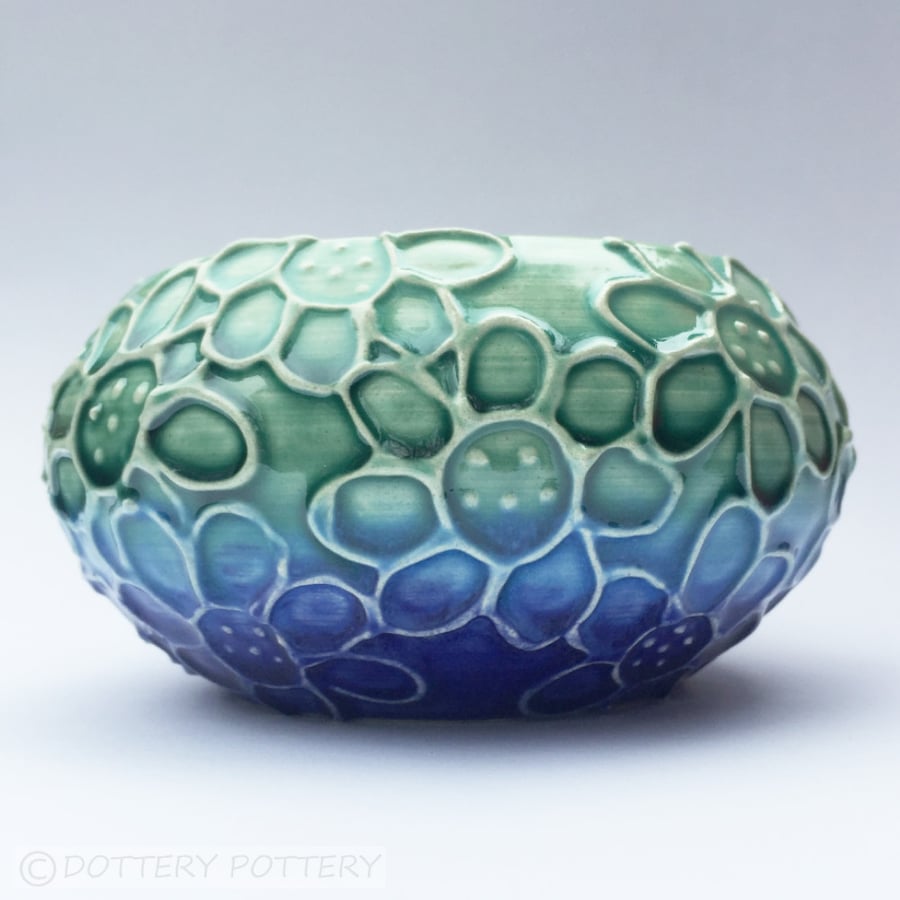 Blue ceramic pot small pottery bowl beautiful r... - Folksy