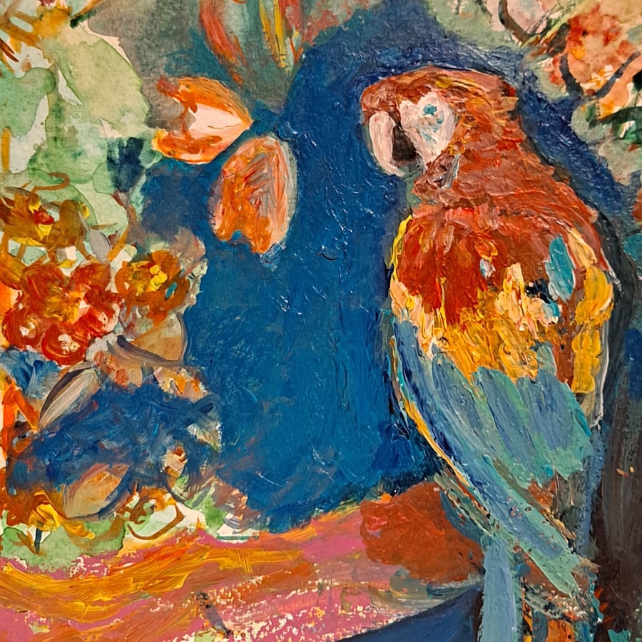 Red Macaw painting - Folksy