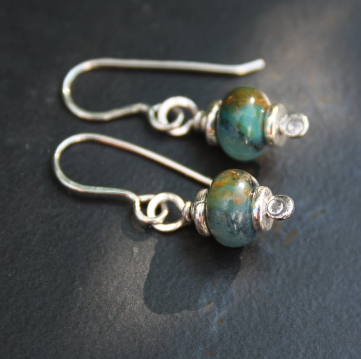 Peruvian opal sterling silver earrings - Folksy