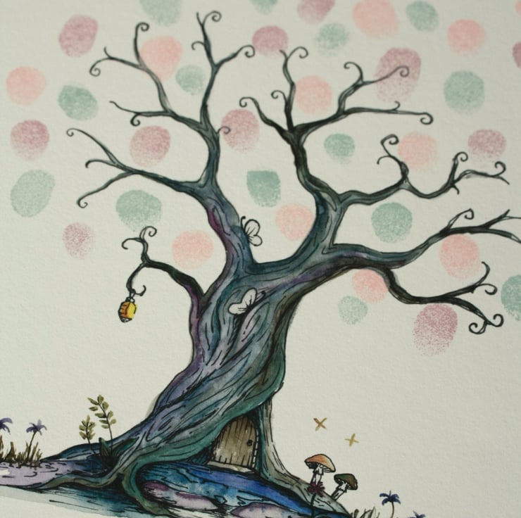Magical tree fingerprint guest book - Folksy