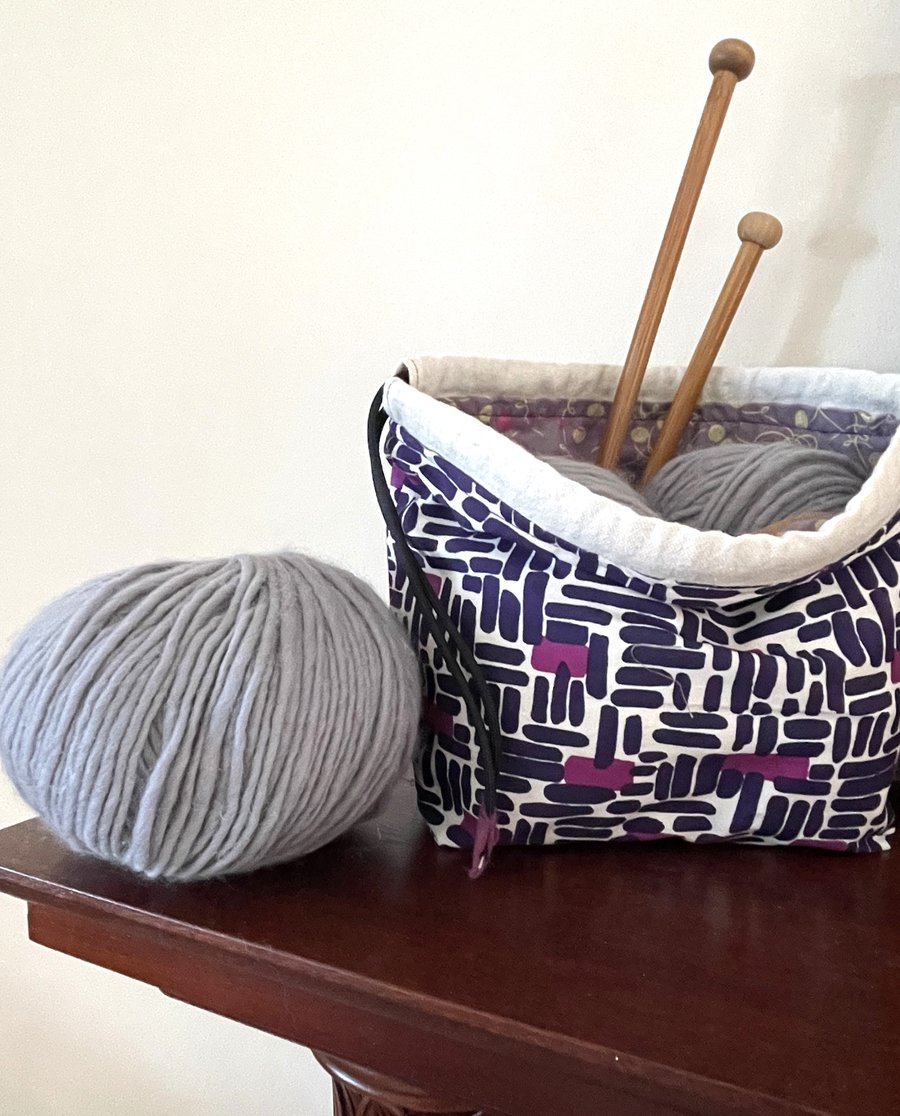 Everything Stuff Sack - Fabric Drawstring Purple - Folksy