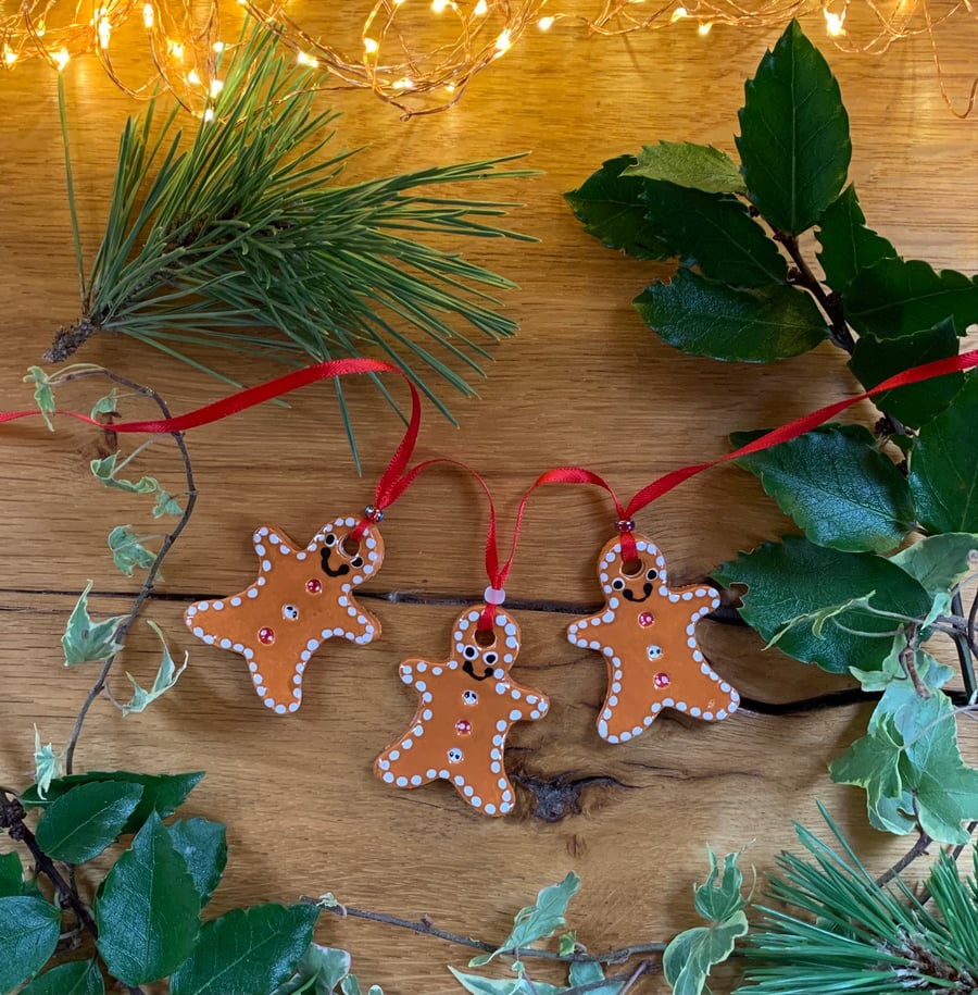 SALE Handmade Ceramic Mini Gingerbread Man Bunting - Folksy