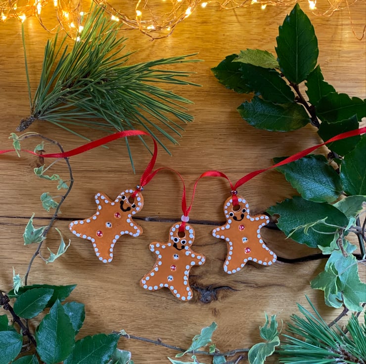 SALE Handmade Ceramic Mini Gingerbread Man Bunting - Folksy