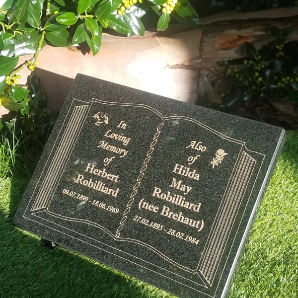Memorial Grave Plaque Stone Engraved Bible Head... - Folksy