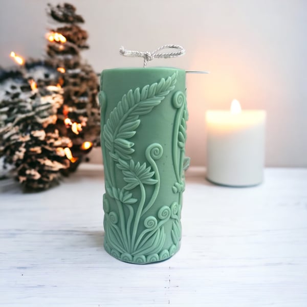 Fern Candle, Birthday Gift, Pillar Candle, Home... - Folksy