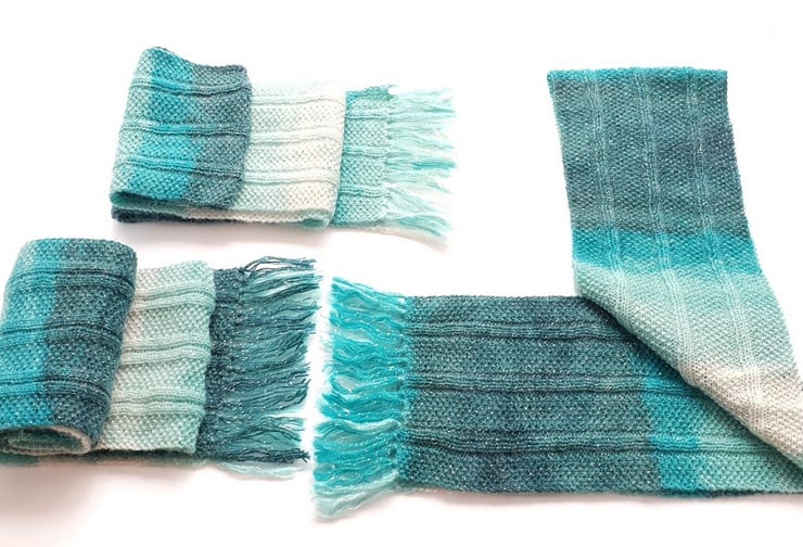 Classic handmade knitted scarf with added sparkle - Folksy