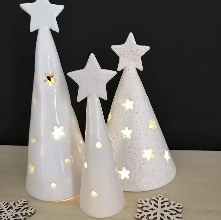 Christmas Tree Light Holder, Handcrafted, Ceramic - Folksy