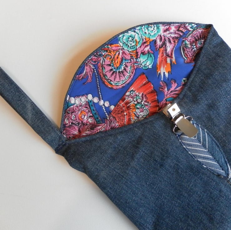Denim Clutch, Wristlet Handbag - Folksy