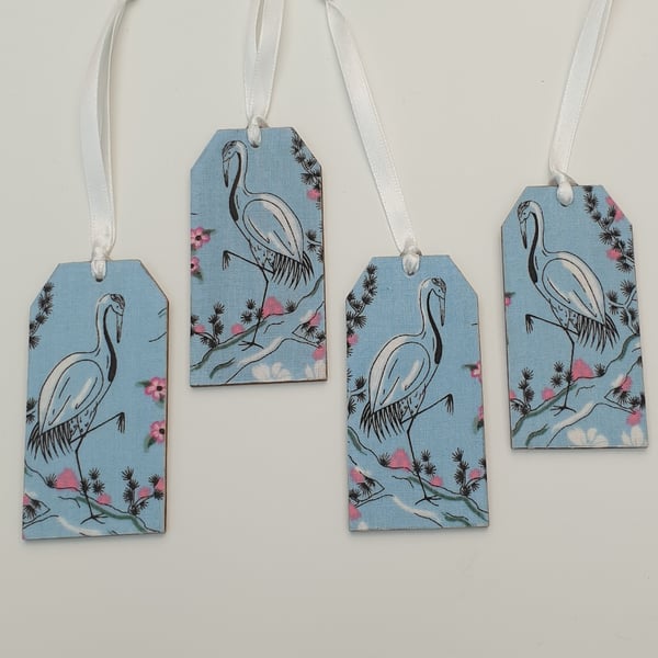 Bird wooden gift tags, decoupaged labels, cran... - Folksy