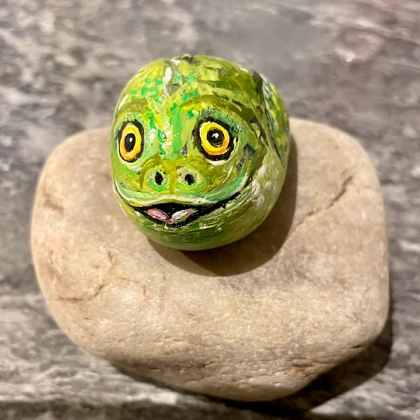 Frog hand painted pebble garden rock art - Folksy